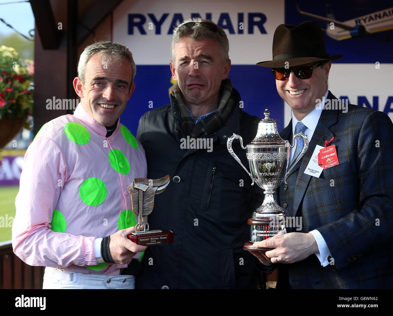 Jockey Ruby Walsh (left) after his winning ride on Douvan alongside ...