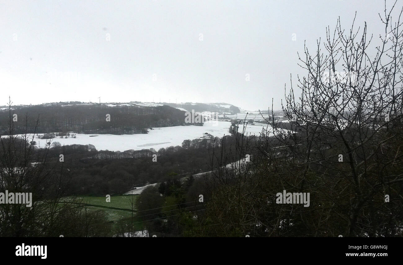 Snow on the fairways at Outlane Golf Club in Huddersfield, as an ...