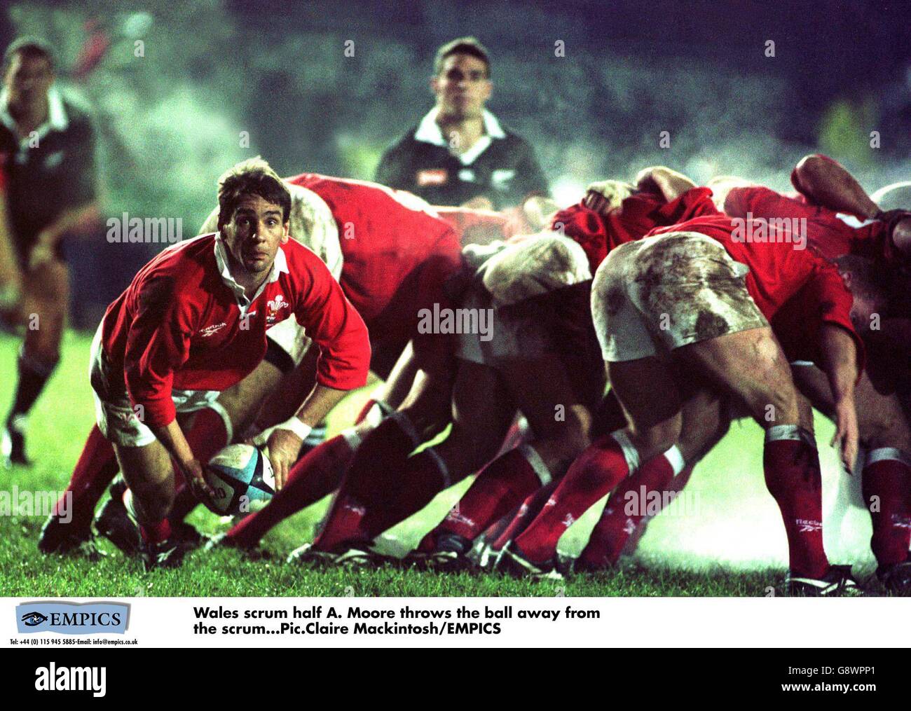 Wales as scrum half andy moore releases ball scrum hi-res stock ...