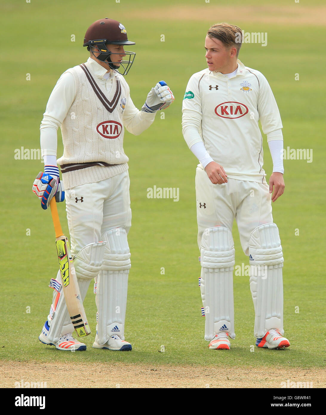 Sam Curran (right) and brother Tom bat for Surrey during day two of the ...