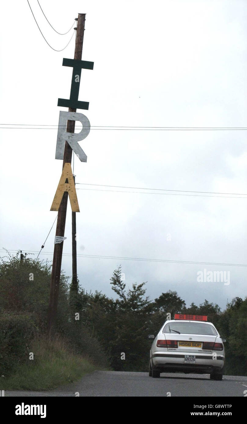 The road into Crossmaglen is still dominated by large IRA sign Sunday ...