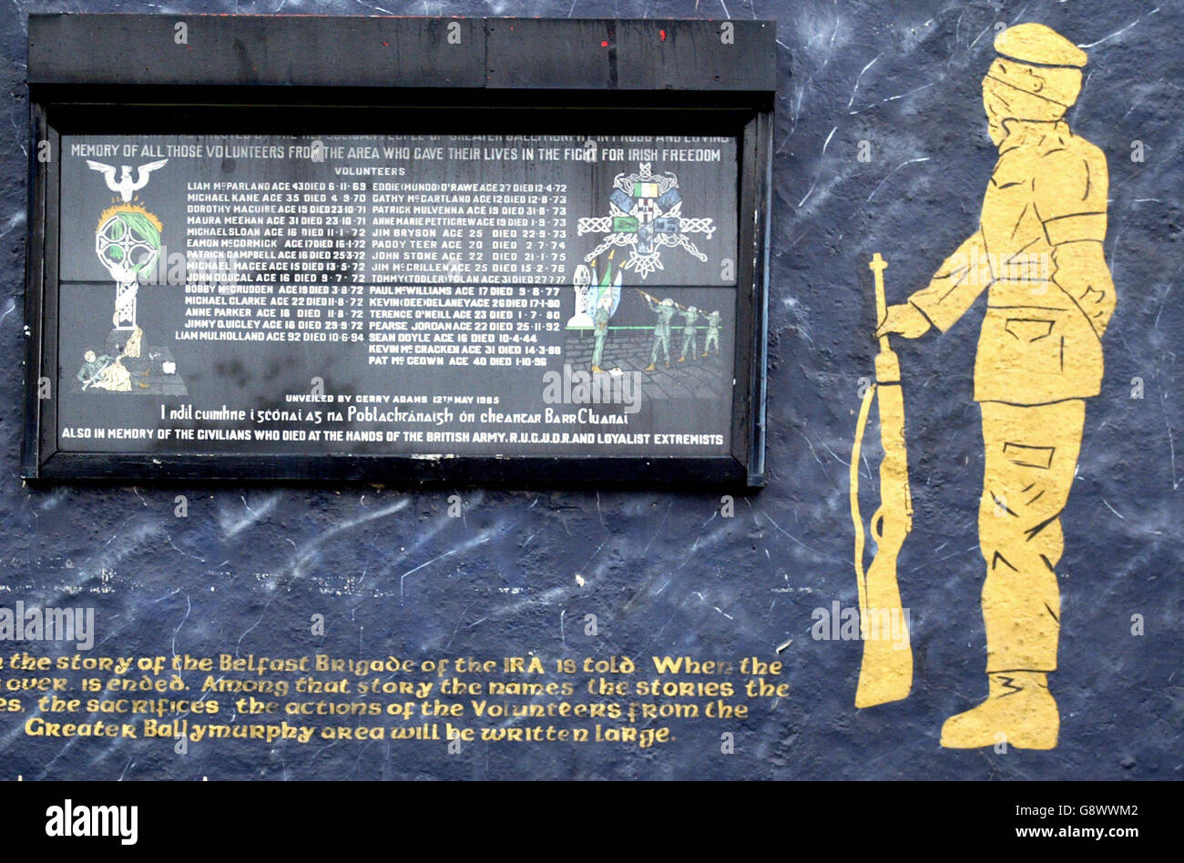 A IRA Mural depicting names of dead IRA men in West Belfast,Monday 26th ...
