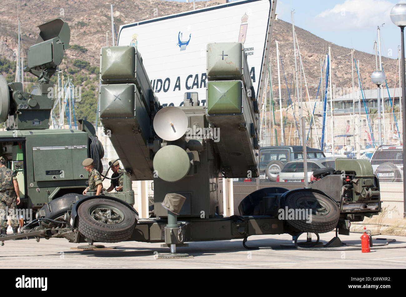 Sparrow missile launch unit, part of the Oerlikon Skyguard I Air ...