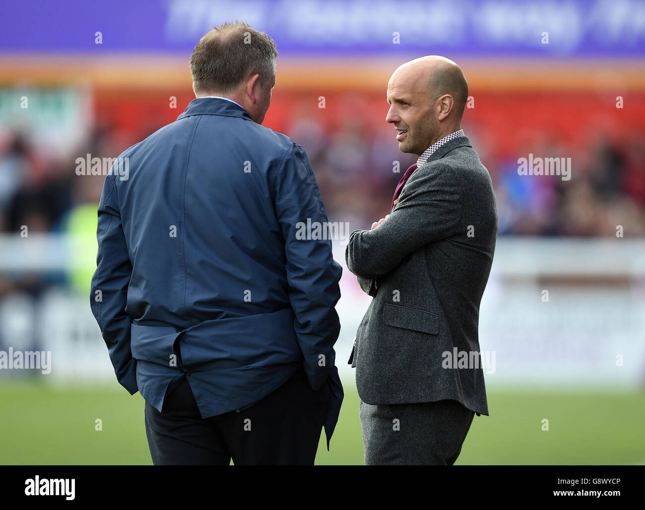Exeter City manager Paul Tisdale (right) and Northampton Town manager ...