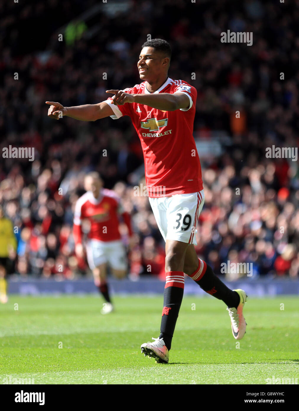 Manchester United's Marcus Rashford celebrates scoring his side's first ...