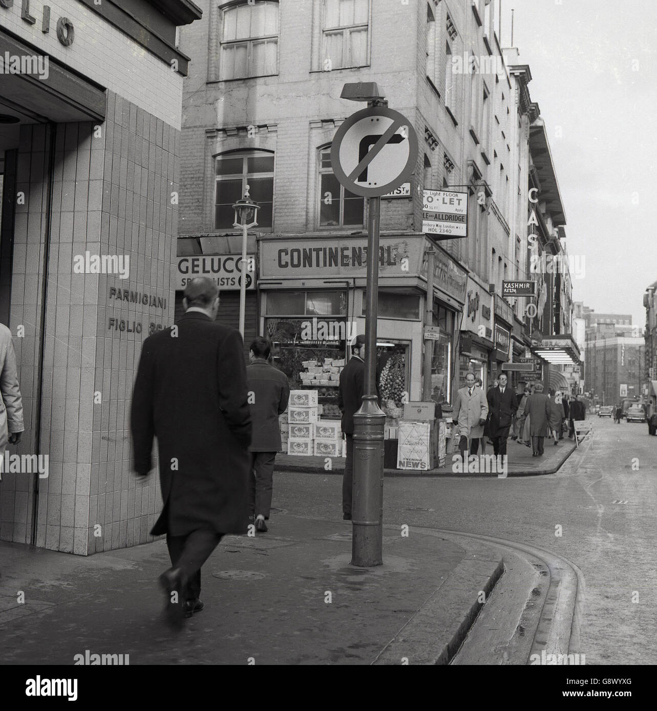 1950s, historical, view down Firth street, Soho, London Stock Photo - Alamy