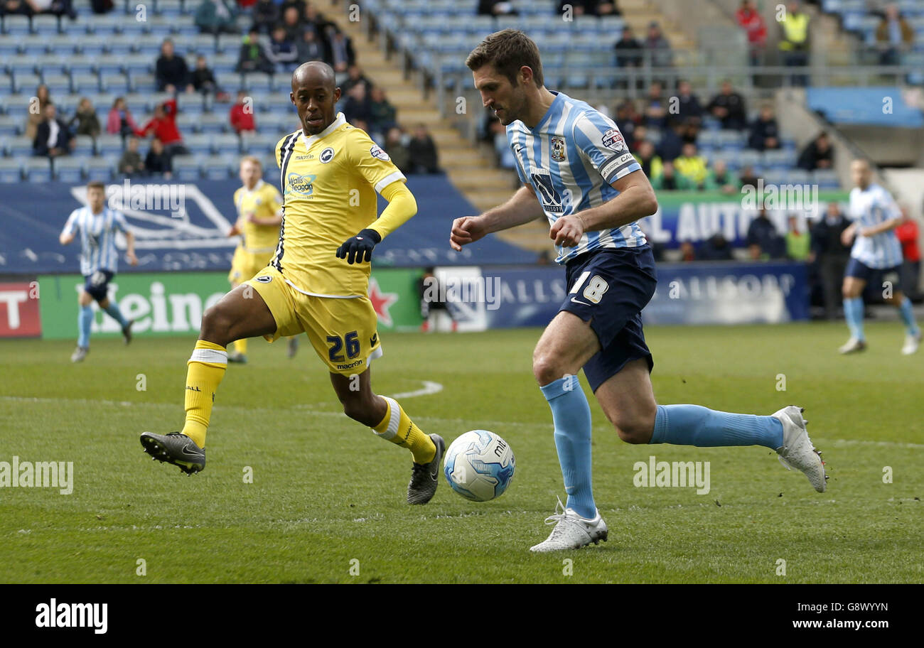 Coventry City's Sam Ricketts (Right) and Millwall's Jimmy Abdou in ...