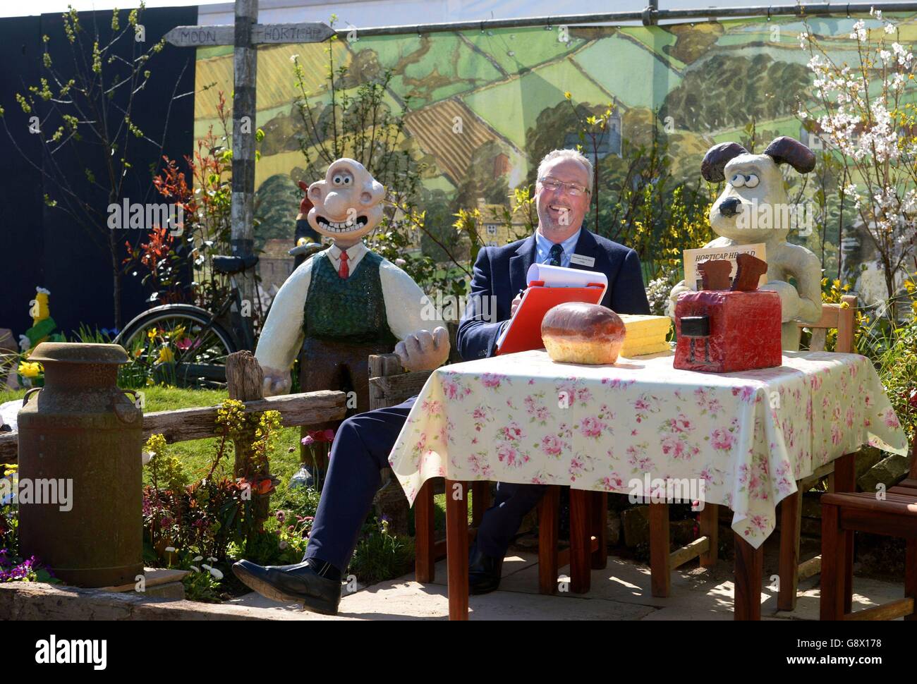 Judge Nigel Harrison sits inside a Wallace and Grommit themed garden ...