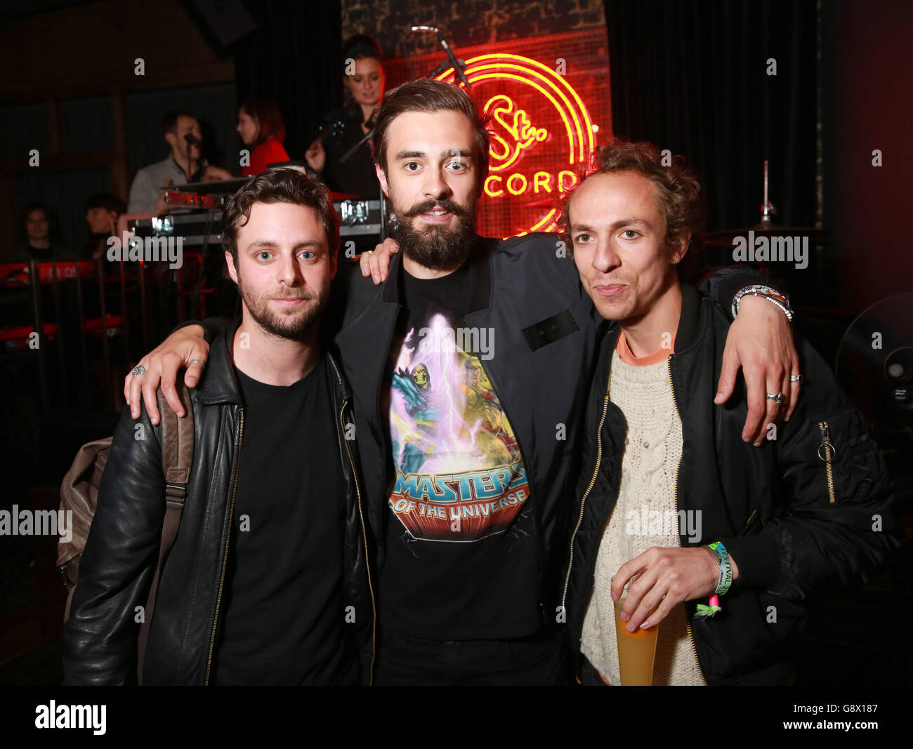 EDITORIAL USE ONLY (left to right) Felix White from the The Maccabees ...