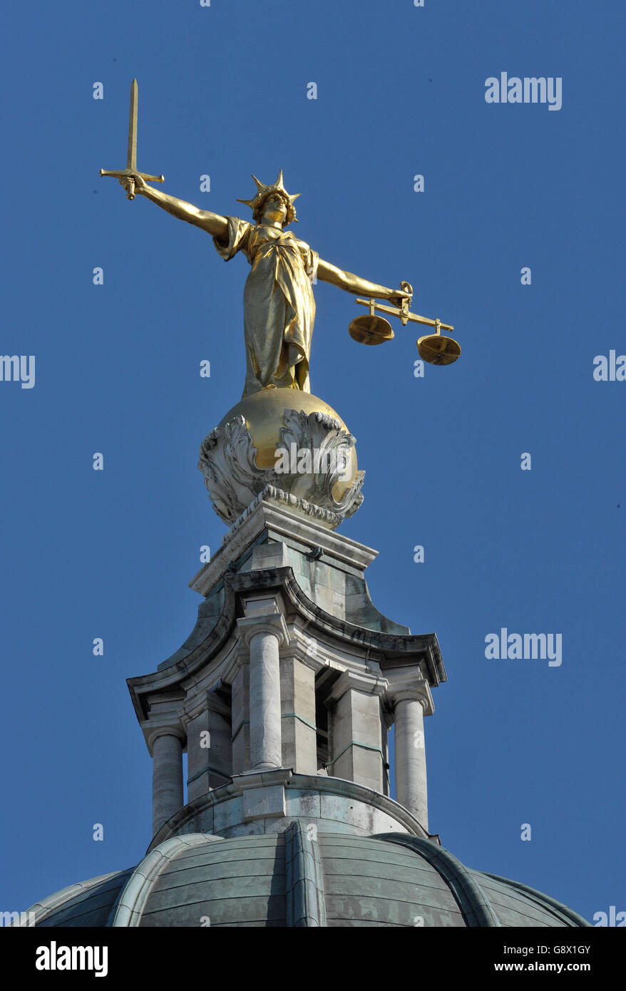The lady justice statue atop central criminal court hi-res stock ...