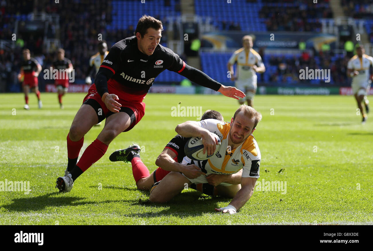 Wasps' Dan Robson scores his sides opening try during the European ...