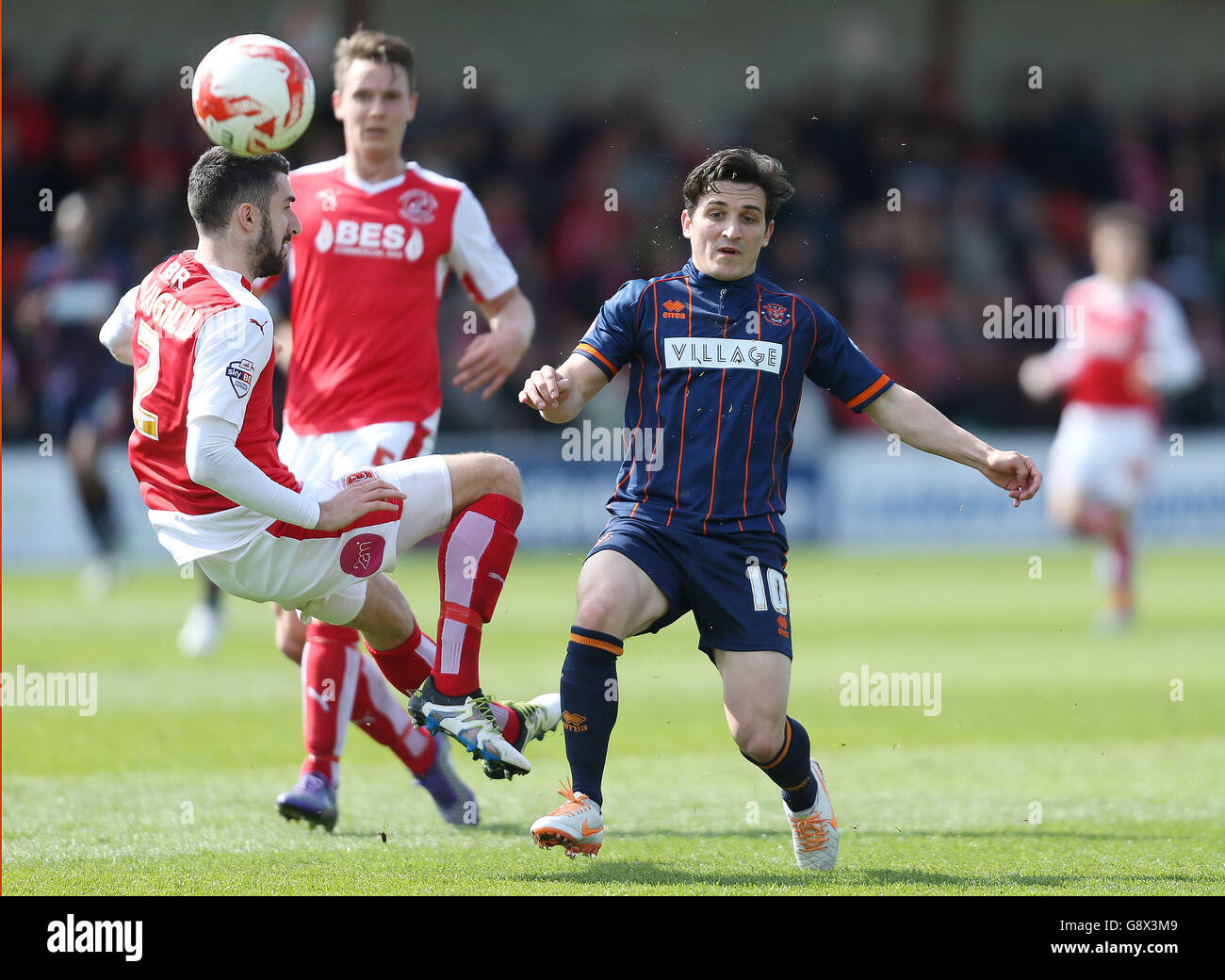 Fleetwood Town's Conor McLaughlin and Blackpool's Jack Redshaw (right ...