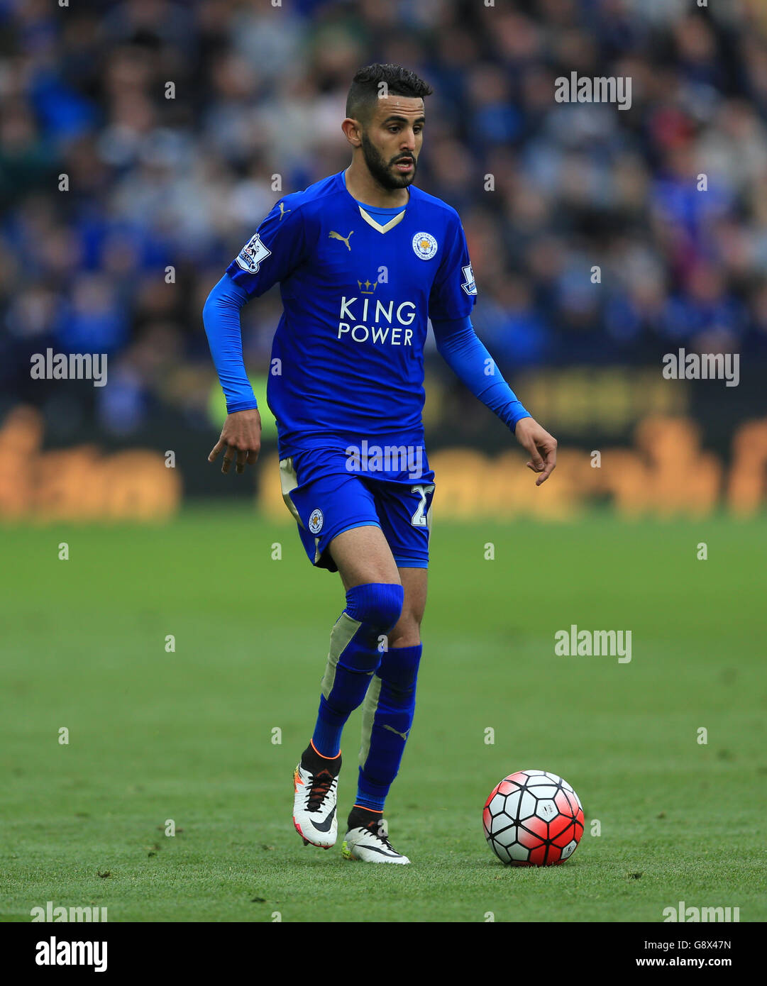 Leicester citys riyad mahrez in action against swansea city hi-res ...