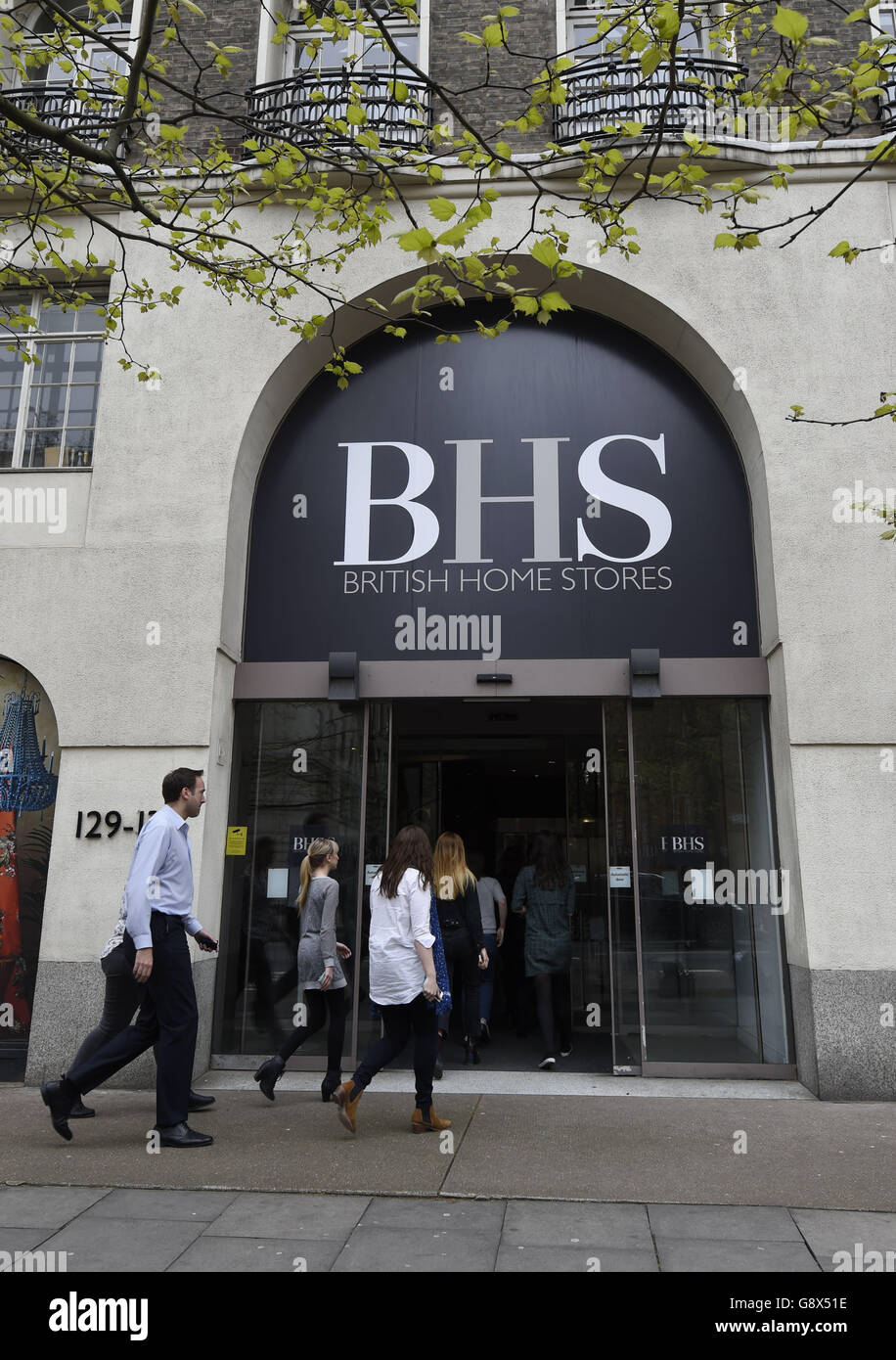 People enter the headquarters of BHS in Marylebone Road, London, as the ...
