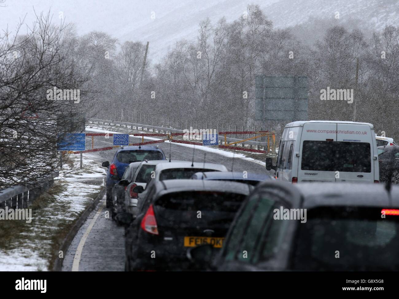 The snow gates on the A93 at Spittal of Glenshee are closed due to snow ...