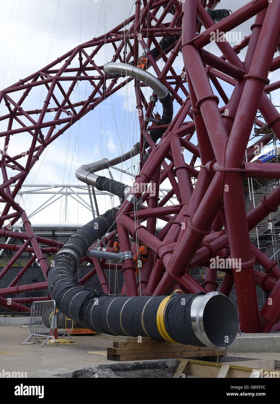The Slide at Arcelormittal Orbit. Work continues at The Slide at ...