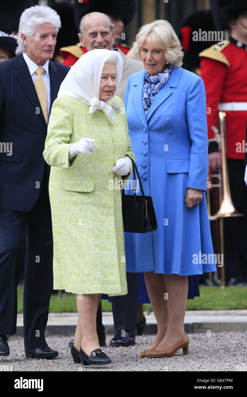 The Duchess of Cornwall and Queen Elizabeth II attend a beacon lighting ...