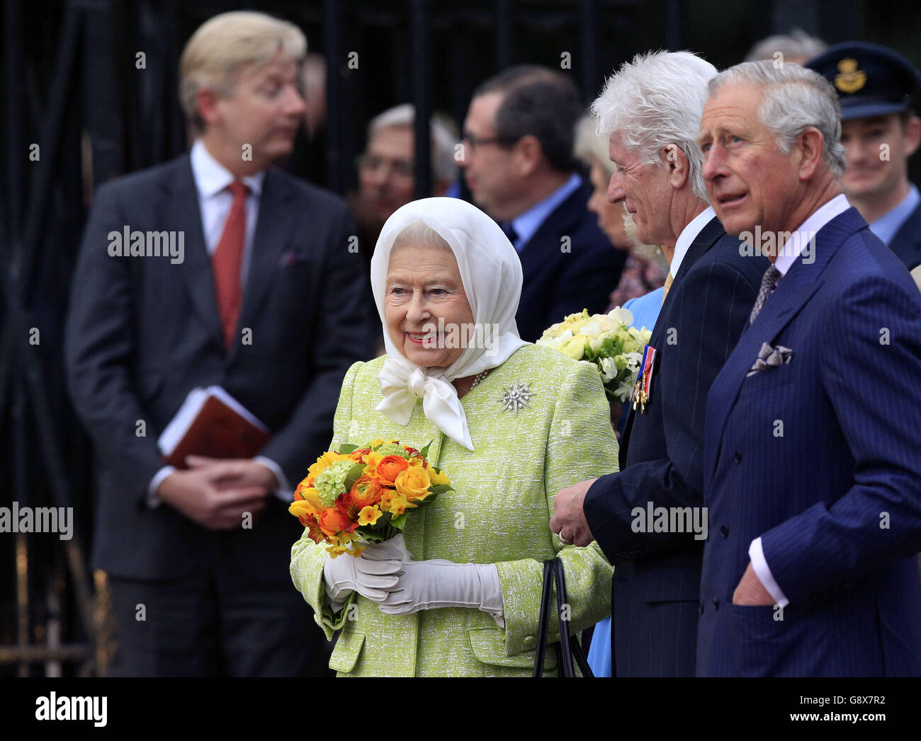 The Prince of Wales and Queen Elizabeth II attend a beacon lighting ...