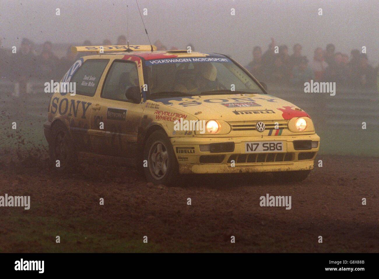 Alister mcrae and david senior drive through the fog hi-res stock ...