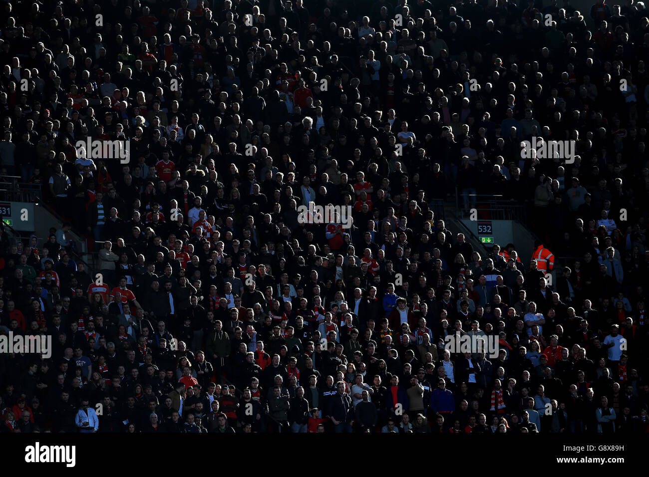Manchester united fans in the stands during the match hi-res stock ...