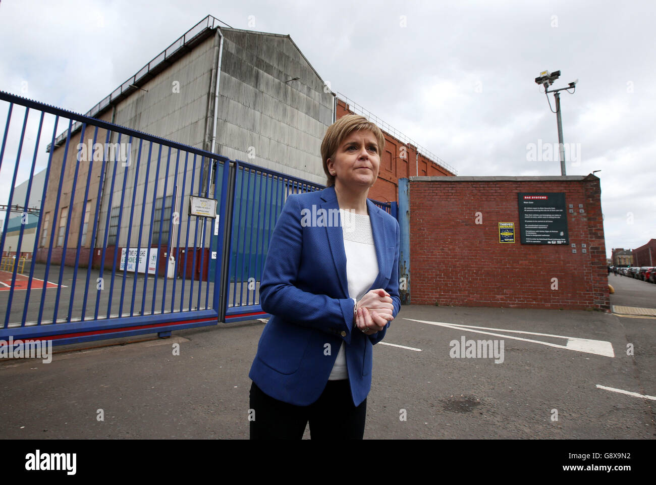 SNP Leader and First Minister Nicola Sturgeon at the gates of BAE ...