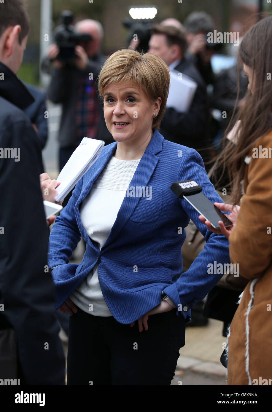 SNP Leader and First Minister Nicola Sturgeon at the gates of BAE ...