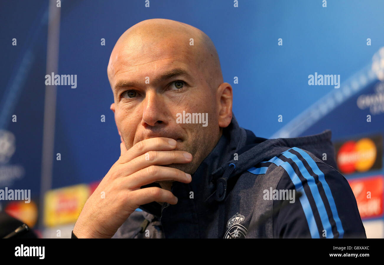 Real madrid manager zinedine zidane press conference etihad stadium hi ...