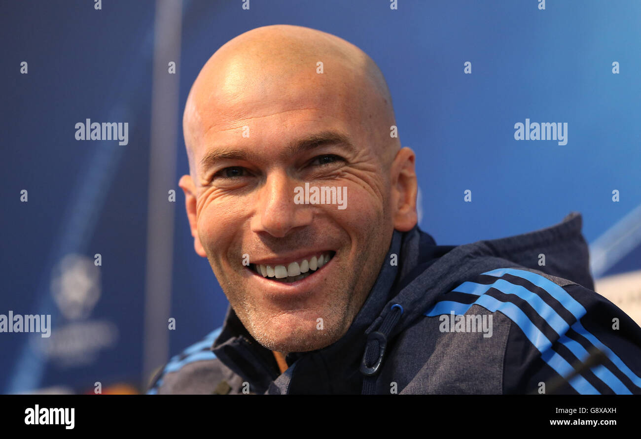 Real Madrid manager Zinedine Zidane during a press conference at the ...