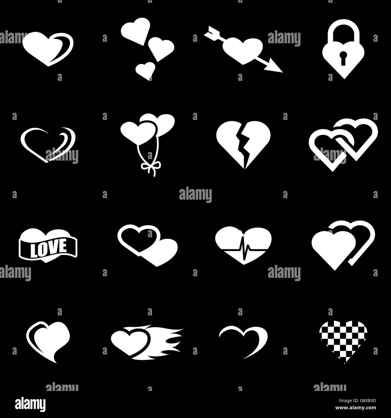 Vector white heart icon set Stock Vector Image & Art - Alamy