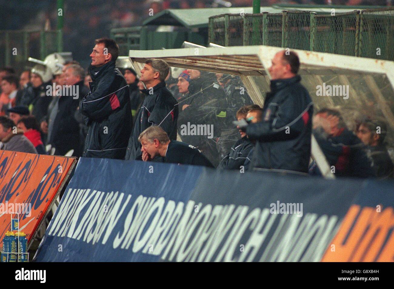 Aston Villa manager Brian Little (second left) and his assistant Alan ...
