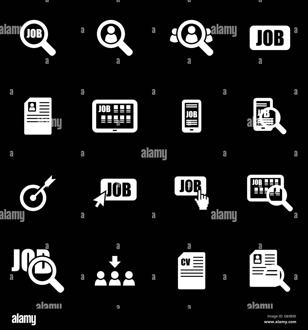 Vector white job search icon set Stock Vector Image & Art - Alamy