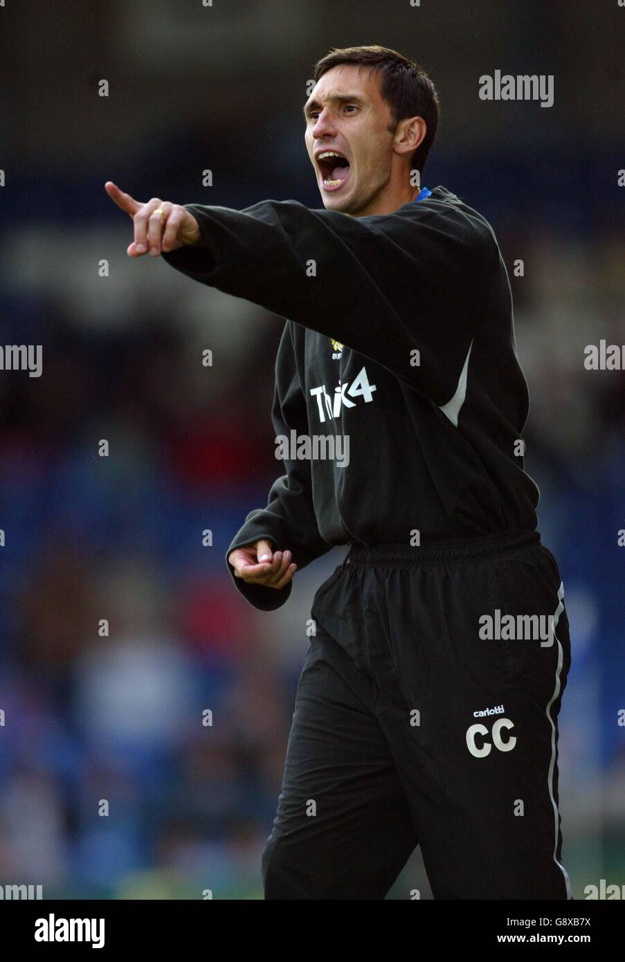 Bury's care taker manager Chris Casper shouts on his team against ...