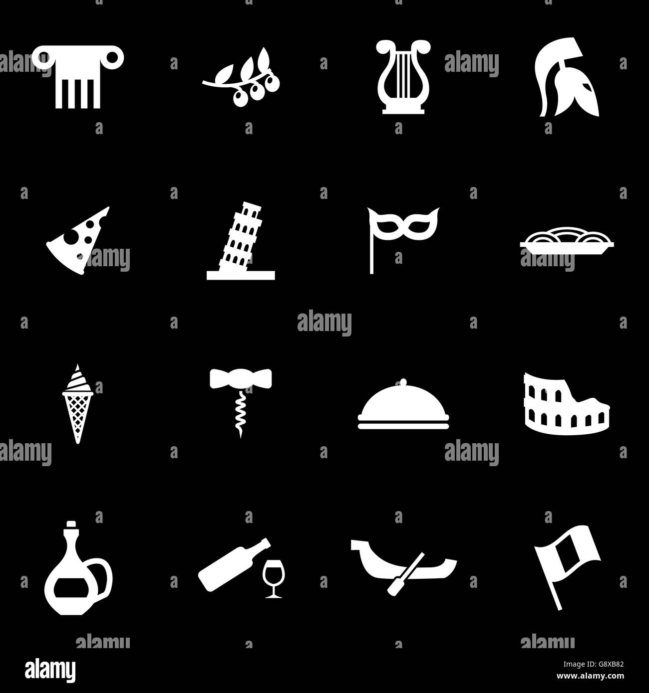 Vector white italian icon set Stock Vector Image & Art - Alamy