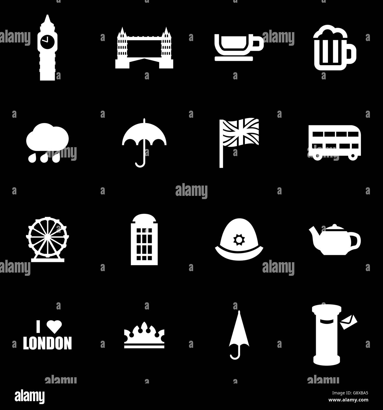 Vector white london icon set Stock Vector Image & Art - Alamy