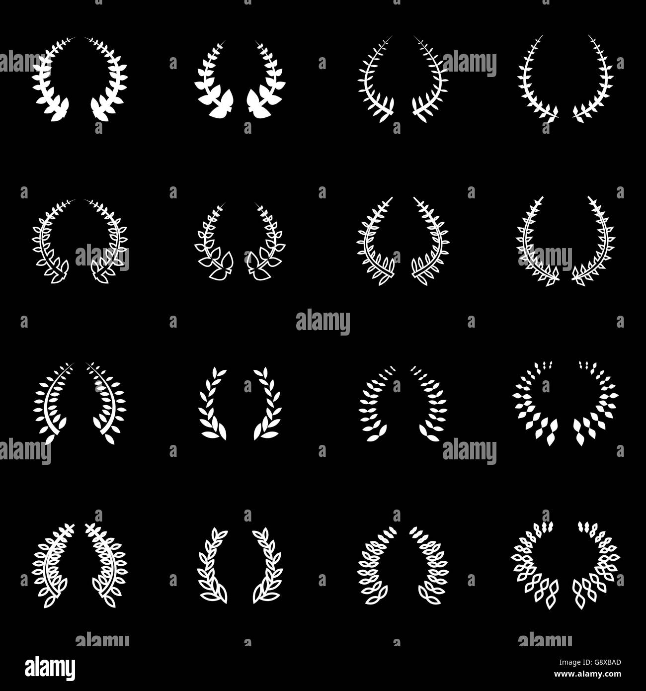 Vector white laurel wreaths icon set Stock Vector Image & Art - Alamy