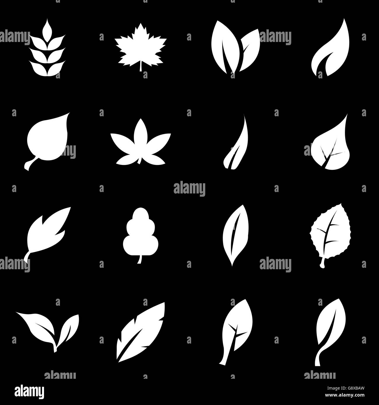 Vector white leaf icon set Stock Vector Image & Art - Alamy