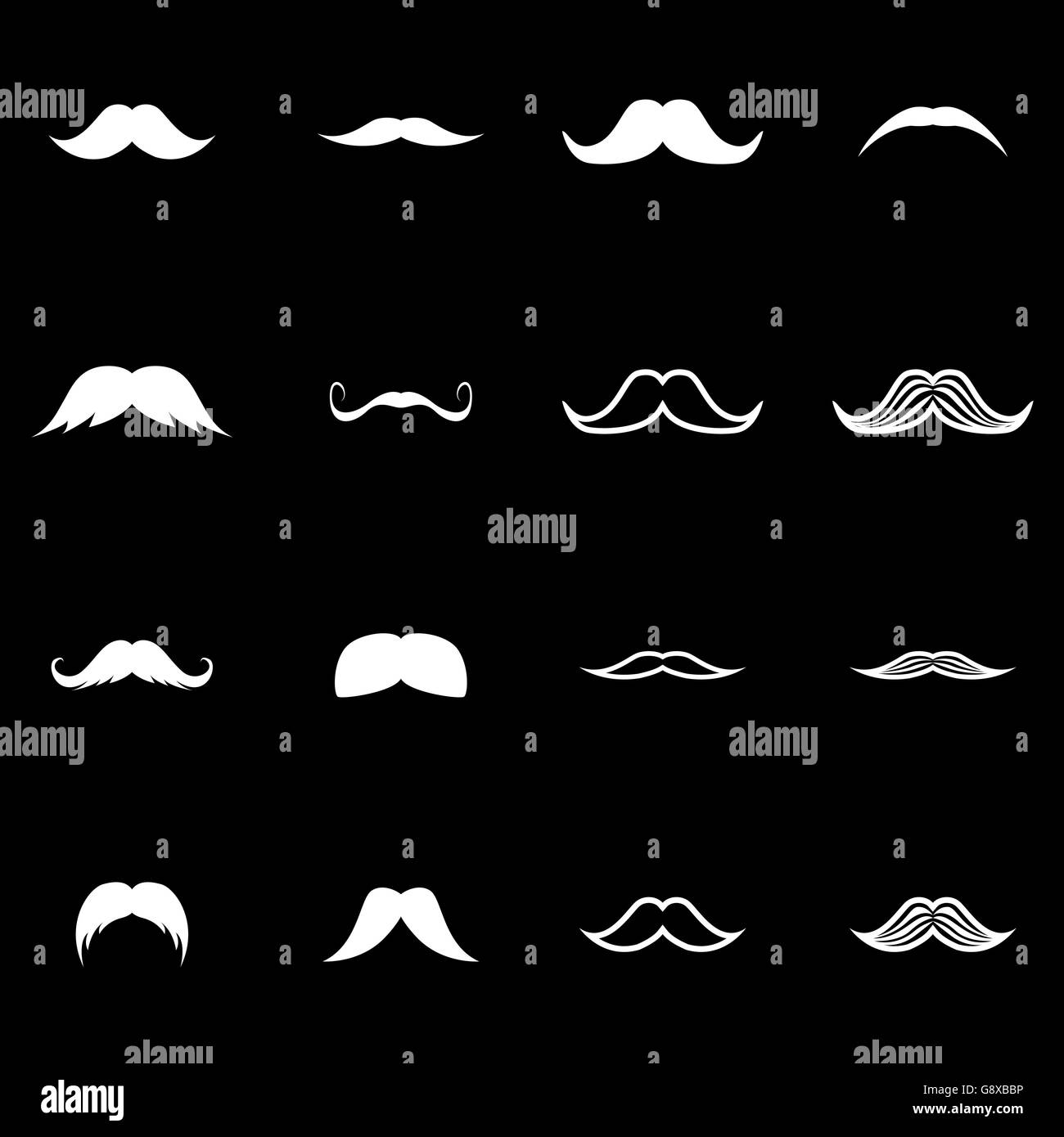 Vector white moustaches icon set Stock Vector Image & Art - Alamy