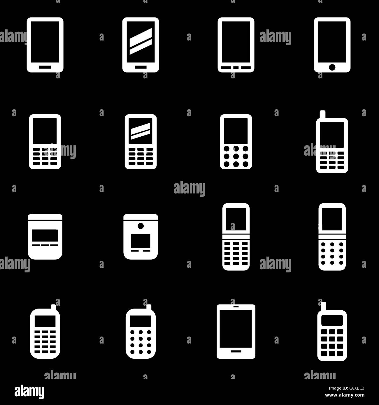 Vector white mobile phone icon set Stock Vector Image & Art - Alamy