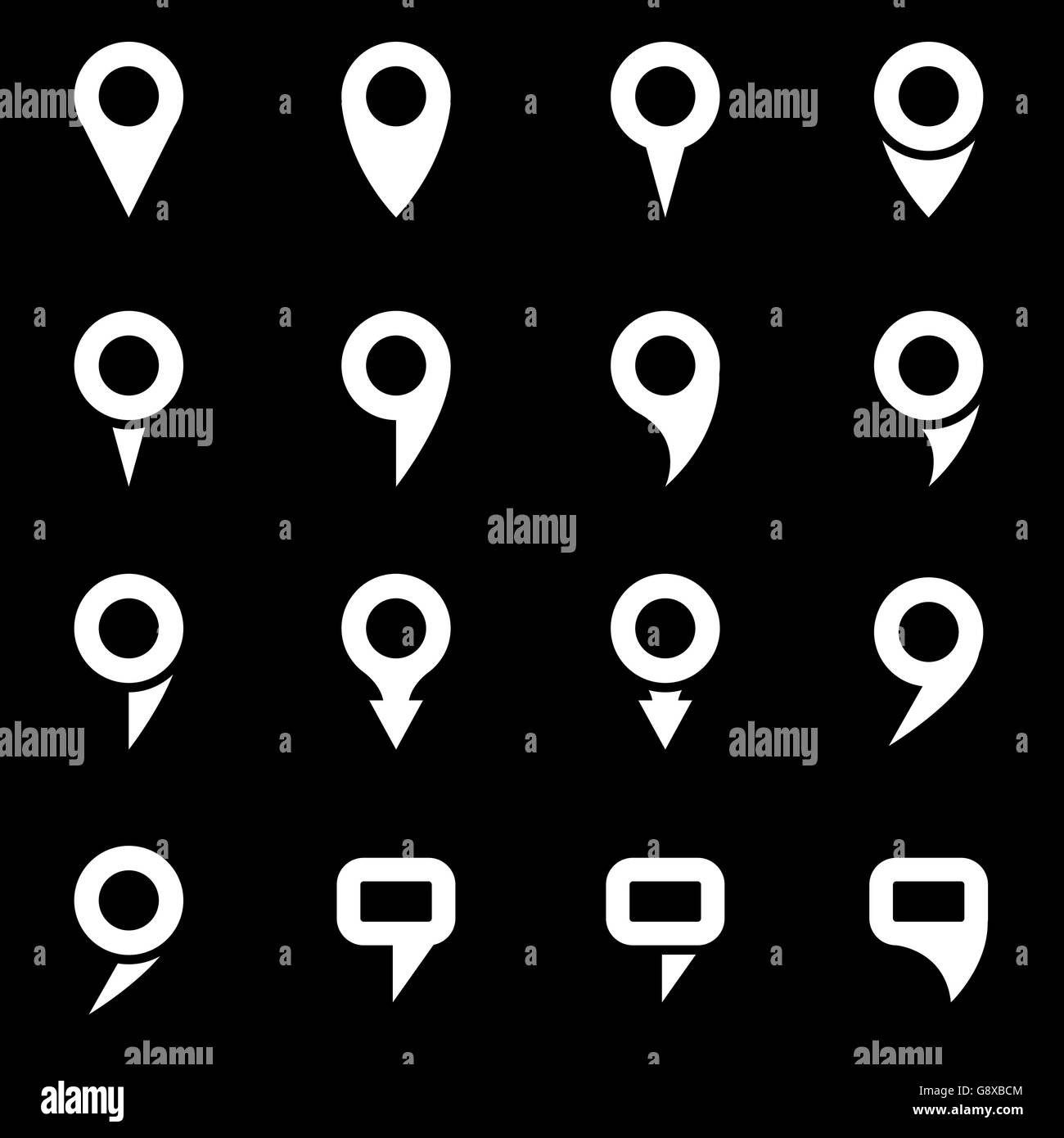 Vector white map pointer icon set Stock Vector Image & Art - Alamy