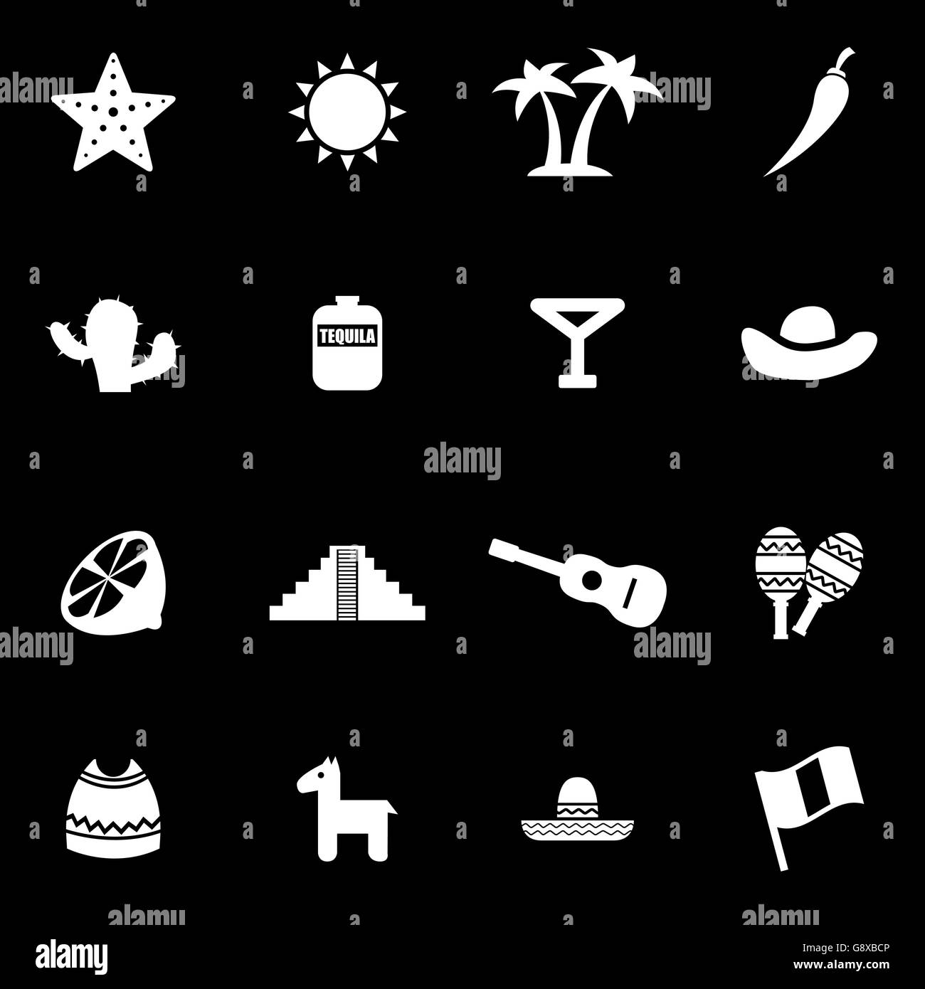 Vector white mexico icon set Stock Vector Image & Art - Alamy