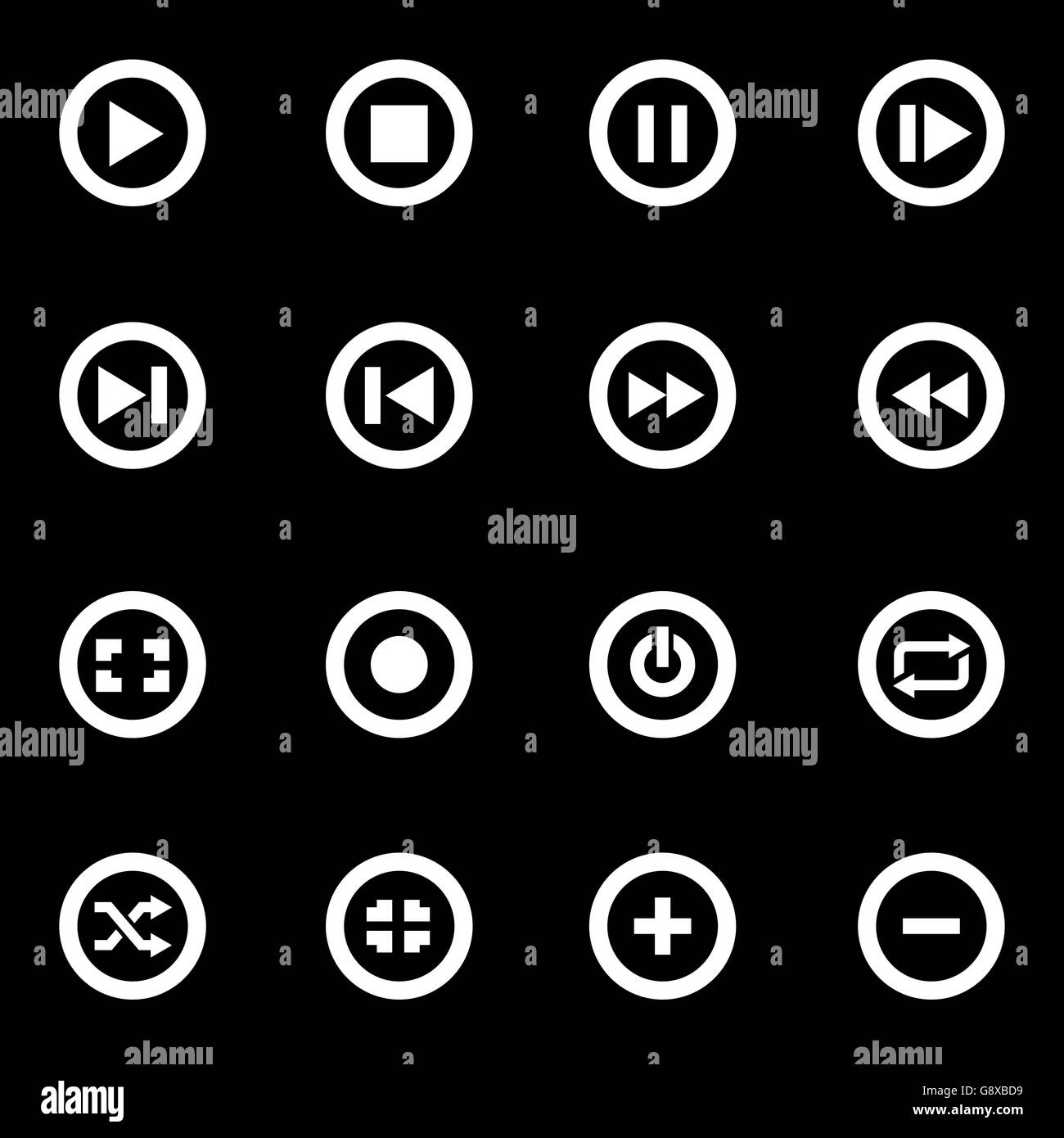 Vector white media buttons icon set Stock Vector Image & Art - Alamy