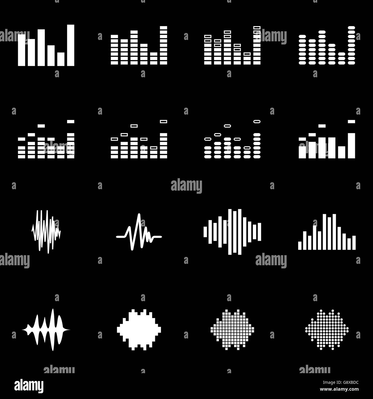 Vector white music soundwave icon set Stock Vector Image & Art - Alamy