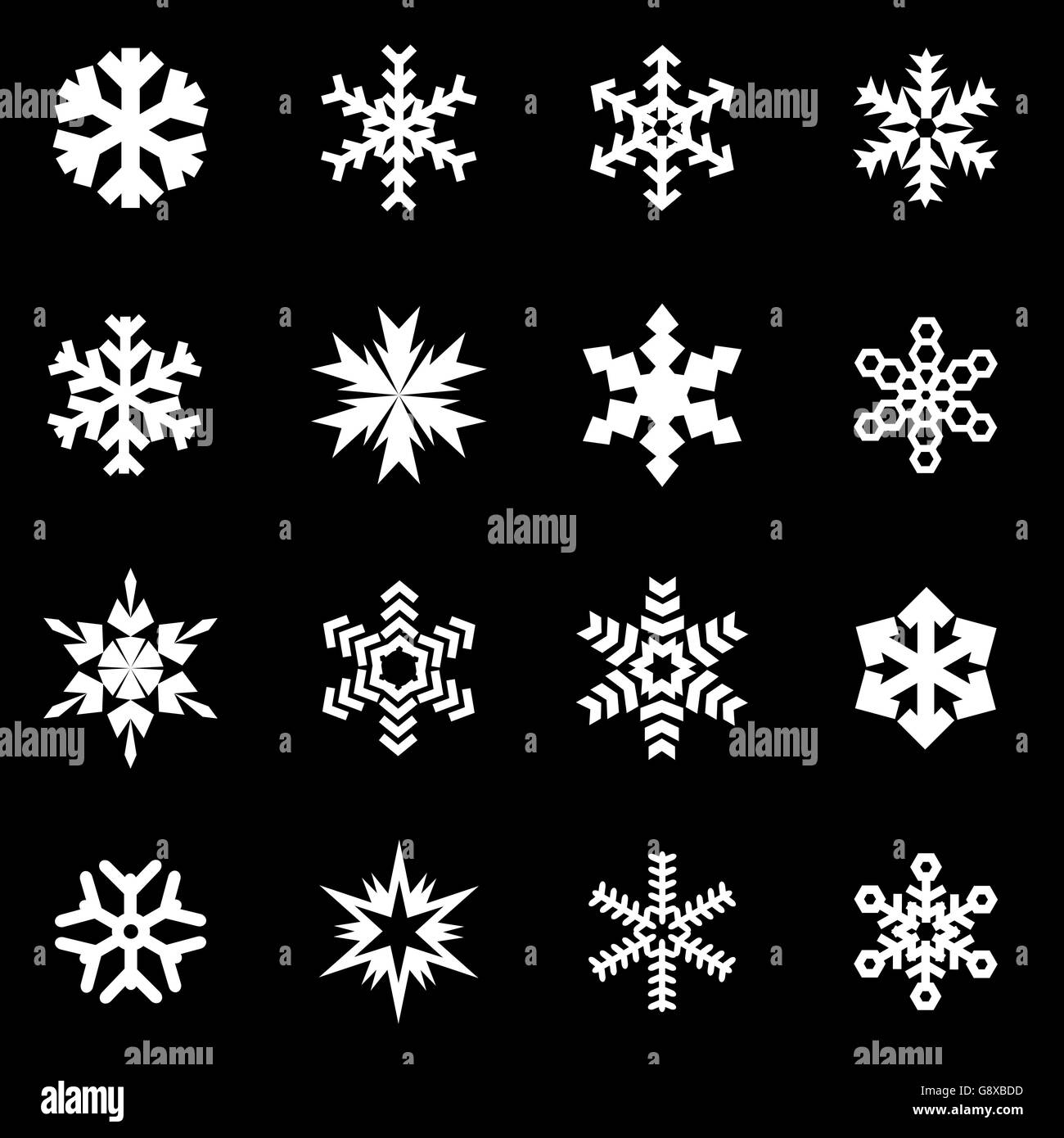 Vector white snowflake icon set Stock Vector Image & Art - Alamy