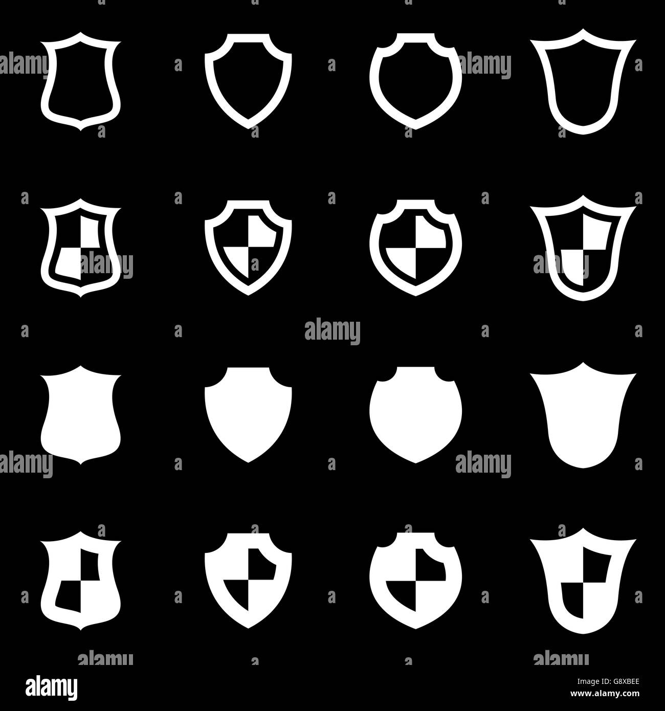 Vector white shield icon set Stock Vector Image & Art - Alamy