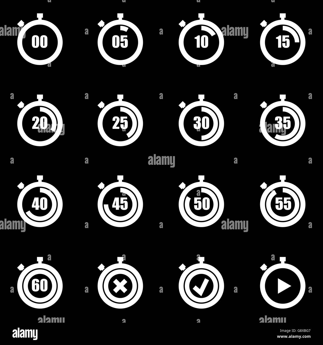 Vector white stopwatch icon set Stock Vector Image & Art - Alamy