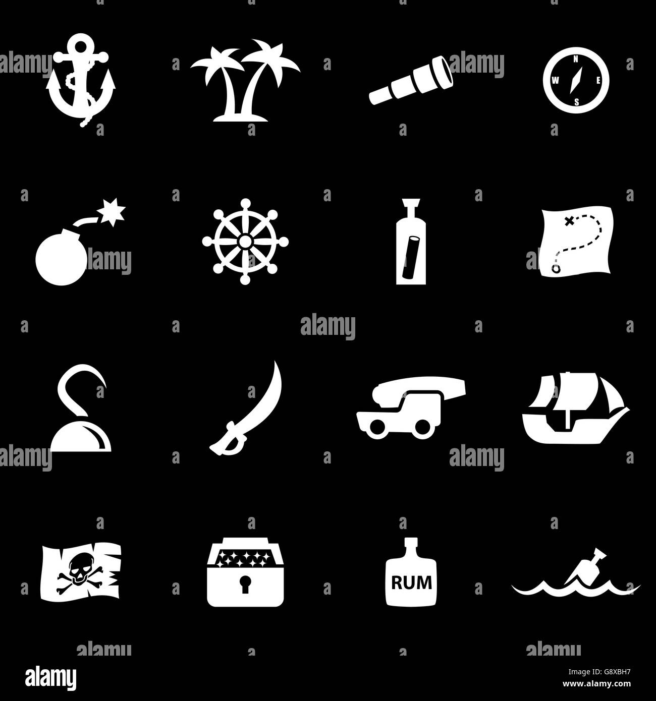 Vector white pirate chart icon set Stock Vector Image & Art - Alamy