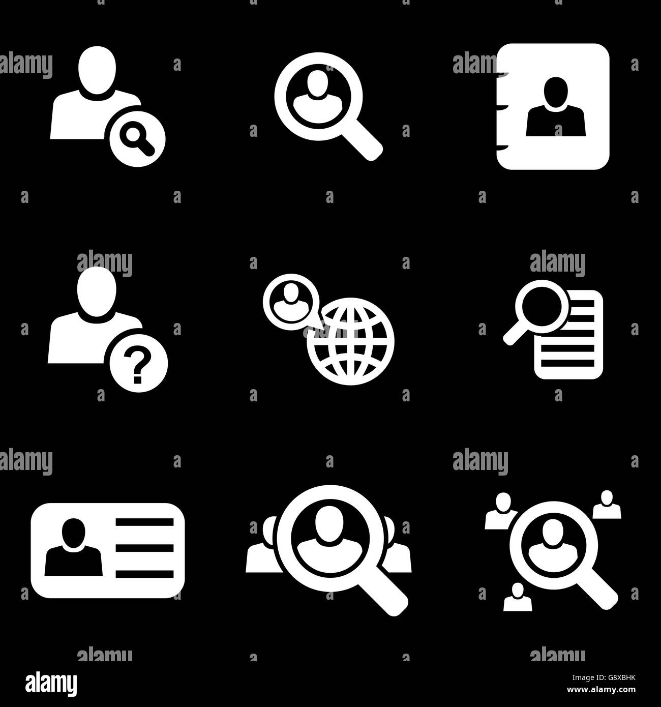 Vector white people search icon set Stock Vector Image & Art - Alamy