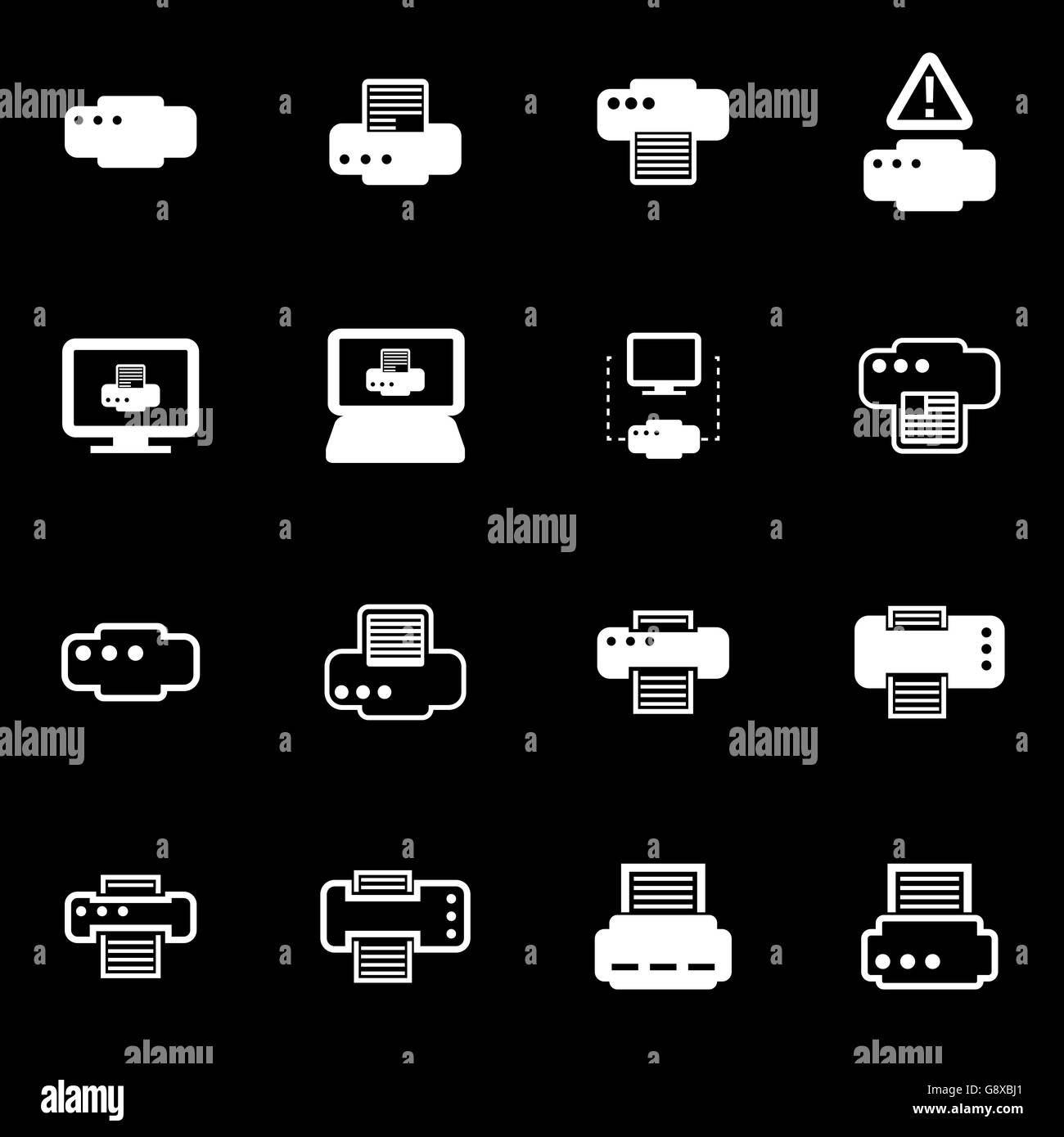 Vector white printer icon set Stock Vector Image & Art - Alamy