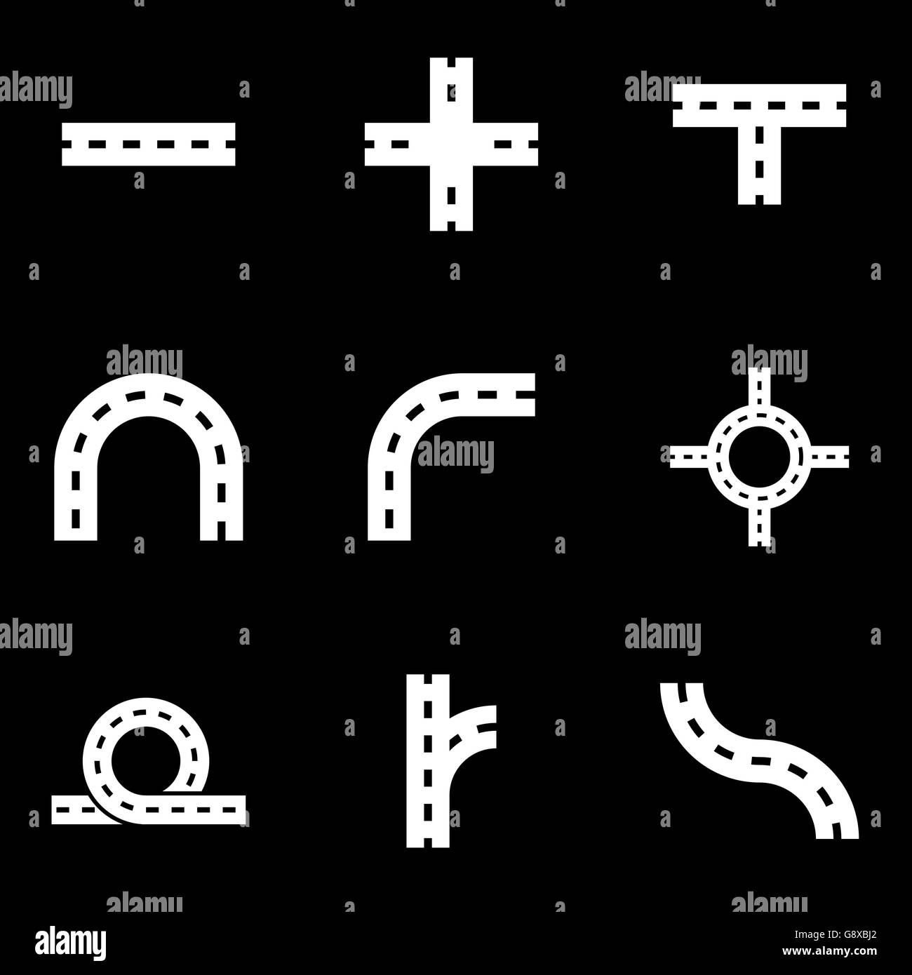 Vector white road elements icon set Stock Vector Image & Art - Alamy