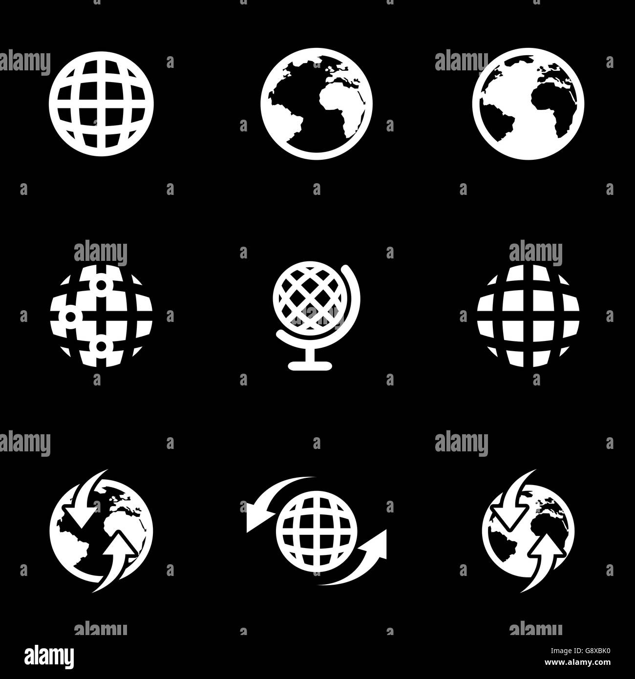 Vector white world map icon set Stock Vector Image & Art - Alamy
